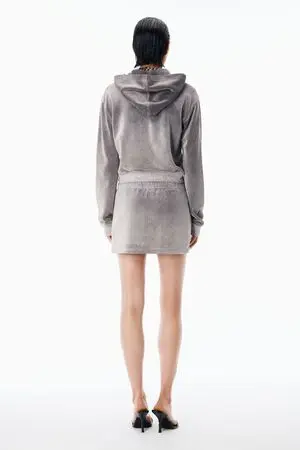 Alexander Wang Mid-rise Mini Skort In Crushed Velour - Titanium