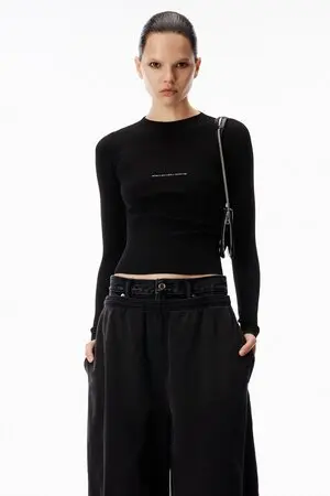 Alexander Wang Knit Logo Long Sleeve Tee - Black