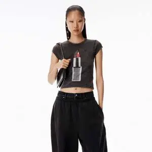 Alexander Wang Lipstick Graphic Baby Tee