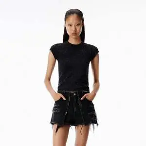 Alexander Wang Crystal Hotfix Baby Tee