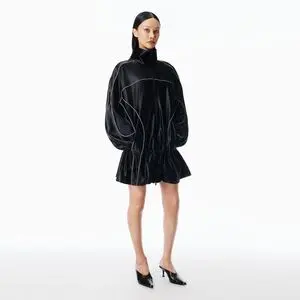 Alexander Wang Drop Waist Parka Dress With Reflective Piping