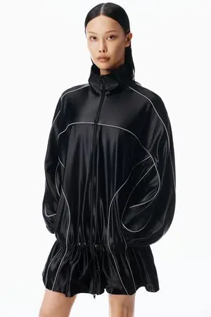 Alexander Wang Drop Waist Parka Dress With Reflective Piping