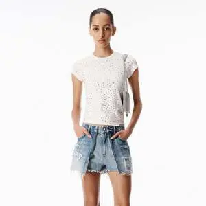 Alexander Wang Crystal Hotfix Baby Tee