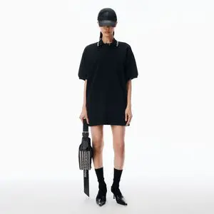 Alexander Wang Relaxed Polo Cotton Minidress - Black