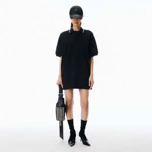 Alexander Wang Relaxed Polo Cotton Minidress - Black