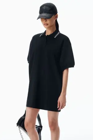 Alexander Wang Relaxed Polo Cotton Minidress - Black