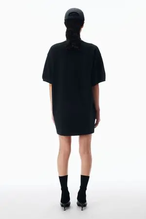 Alexander Wang Relaxed Polo Cotton Minidress - Black