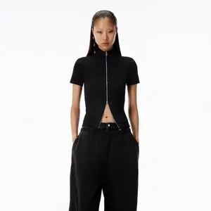Alexander Wang Rashguard Mock Neck Top - Black