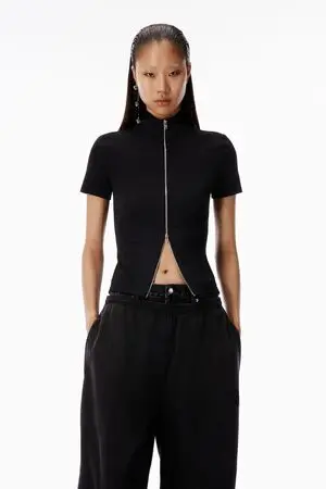 Alexander Wang Rashguard Mock Neck Top - Black