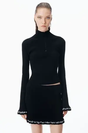 Alexander Wang Long-sleeve Ruffle-hem Turtleneck