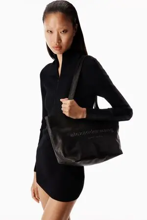 Alexander Wang Logo Track Stripe Long Sleeve Dress - Black