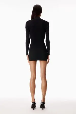 Alexander Wang Logo Track Stripe Long Sleeve Dress - Black