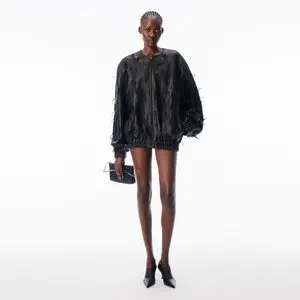 Alexander Wang Leather Cutout Bomber Jacket
