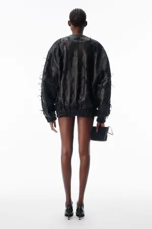 Alexander Wang Leather Cutout Bomber Jacket