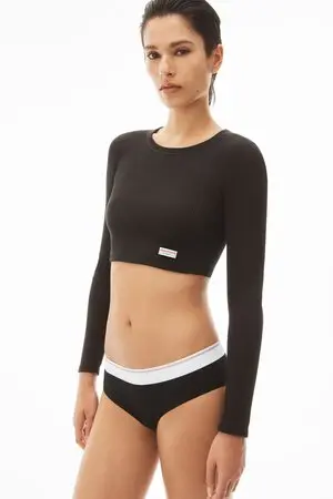 Alexander Wang Cropped Long-sleeve Ribbed Tee