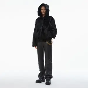 Alexander Wang Zip-up Hoodie In Calf Hair