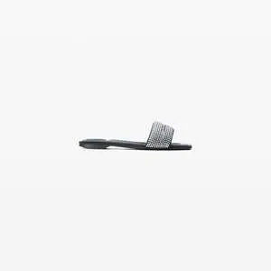 Alexander Wang Satin & Crystal Hotfix Vy Sandals - Black/silver