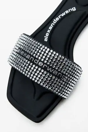 Alexander Wang Satin & Crystal Hotfix Vy Sandals - Black/silver