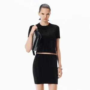 Alexander Wang Wool-blend Hotfix Logo Tee - Black