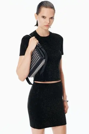 Alexander Wang Wool-blend Hotfix Logo Tee - Black