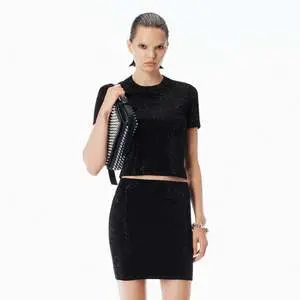 Alexander Wang Wool-blend Hotfix Logo Tee - Black