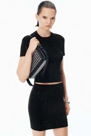 Alexander Wang Wool-blend Hotfix Logo Tee - Black