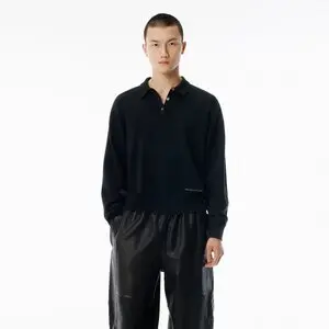 Alexander Wang Wool-blend Henley Pullover - Black