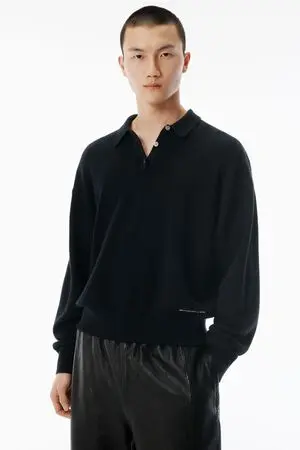 Alexander Wang Wool-blend Henley Pullover - Black