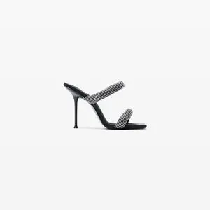 Alexander Wang Julie Tubular Crystal Hotfix Sandals - Black/silver