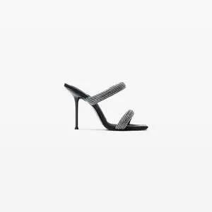 Alexander Wang Julie Tubular Crystal Hotfix Sandals - Black/silver