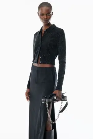 Alexander Wang Wool-blend Hotfix Polo Cardigan
