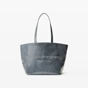 Alexander Wang Lacquered Denim Punch Large Tote - Navy