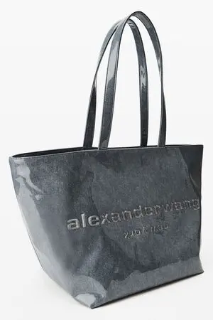 Alexander Wang Lacquered Denim Punch Large Tote - Navy