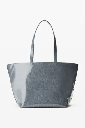 Alexander Wang Lacquered Denim Punch Large Tote - Navy