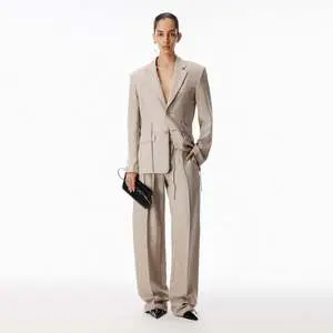 Alexander Wang Drawcord Mid-rise Tailored Pant - Army Tan