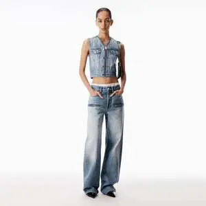 Alexander Wang Silk Brief Float Jean - Authentic Light Indigo