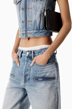 Alexander Wang Silk Brief Float Jean - Authentic Light Indigo