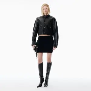 Alexander Wang Wool-blend Mini Skirt With Logo Patch - Black