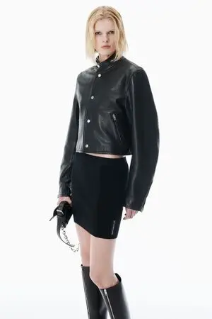 Alexander Wang Wool-blend Mini Skirt With Logo Patch - Black