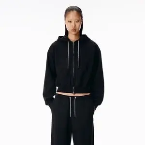 Alexander Wang Crystal Drawcord Zip-up Hoodie - Black