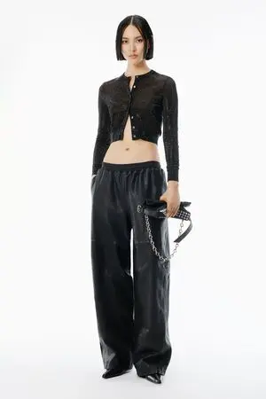 Alexander Wang Crystal Cropped Cardigan - Black