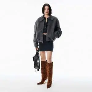 Alexander Wang Wool-Blend Mini Skirt With Logo Patch Charcoal
