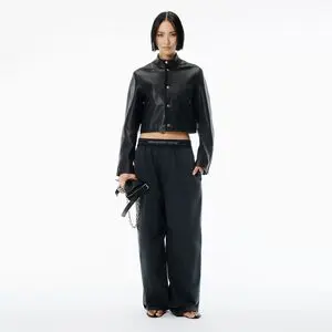 Alexander Wang Logo Elastic Mid-rise Pant - Black