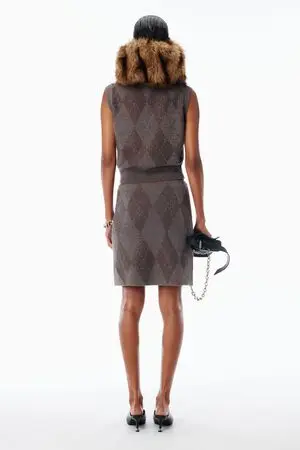 Alexander Wang Crystal Hotfix Wool-blend Argyle Vest