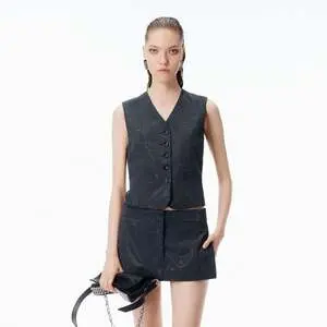 Alexander Wang Crystal Embellished Tailored Vest - Grey