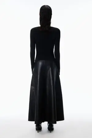 Alexander Wang V-neck Matte Jersey Pullover With Metal Logo - Black