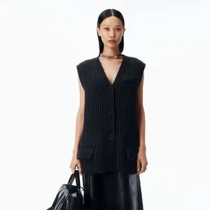 Alexander Wang Sweater Vest In Wool - Graphite