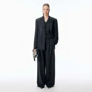 Alexander Wang Crystal Hotfix Wool Mohair Tailored Trousers