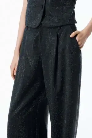 Alexander Wang Crystal Hotfix Wool Mohair Tailored Trousers