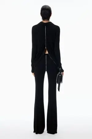 Alexander Wang Draped Back Zip Crepe Jersey Shirt